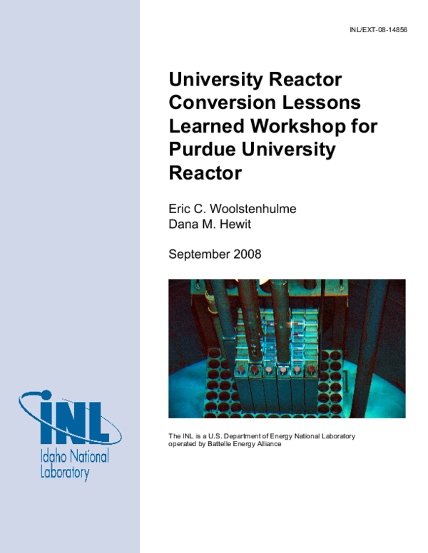 (PDF) University Reactor Conversion Lessons Learned Workshop for Purdue ...