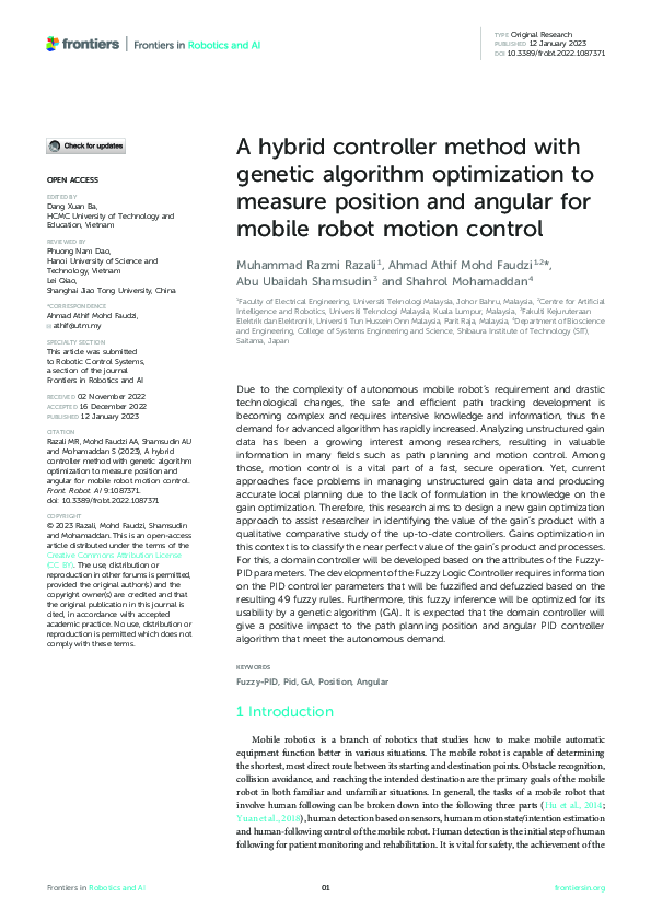 (PDF) A hybrid controller method with genetic algorithm optimization to measure position and ...
