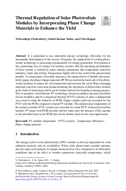 (PDF) Thermal Regulation of Solar Photovoltaic Modules by Incorporating Phase Change Materials ...