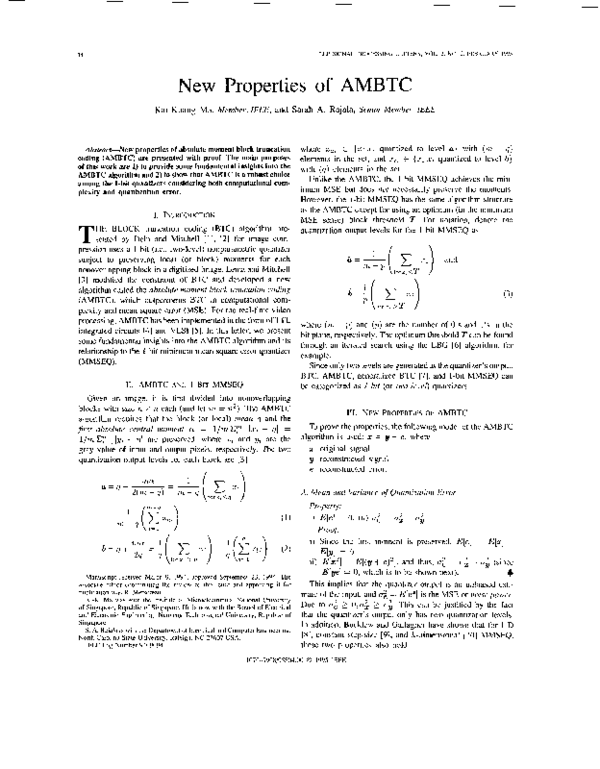 (PDF) New properties of AMBTC [absolute moment block truncation coding]
