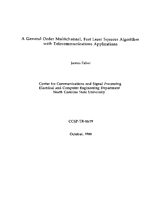 (PDF) A general order multichannel, fast least squares algorithm with telecommunications ...