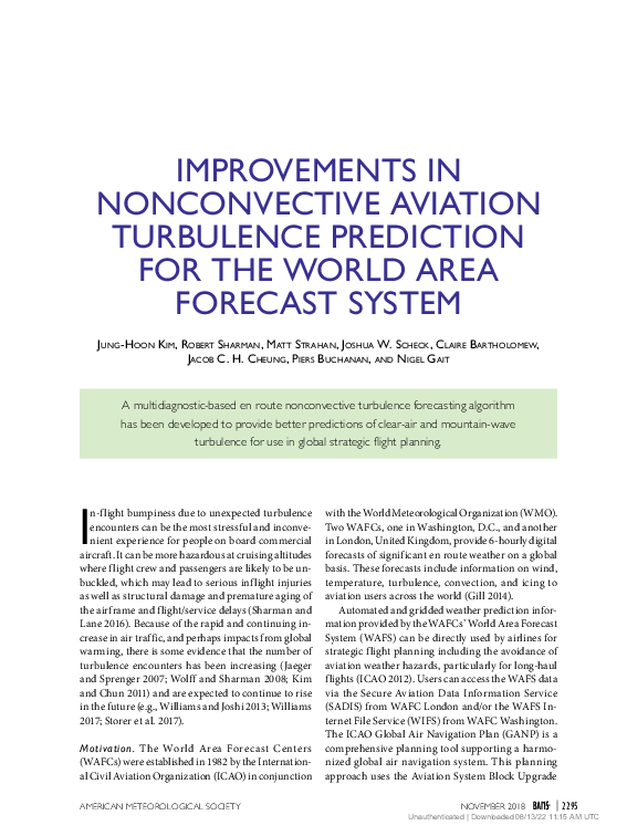 (PDF) Improvements in Nonconvective Aviation Turbulence Prediction for the World Area Forecast ...