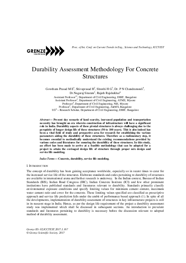 (PDF) Durability Assessment Methodology For Concrete Structures