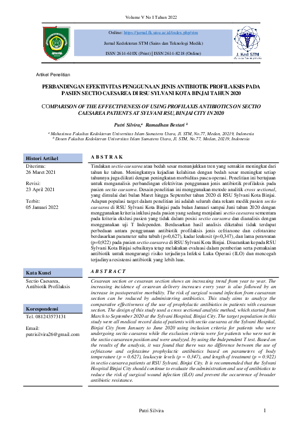 (PDF) Perbandingan Efektivitas Penggunaan Jenis Antibiotik Profilaksis ...