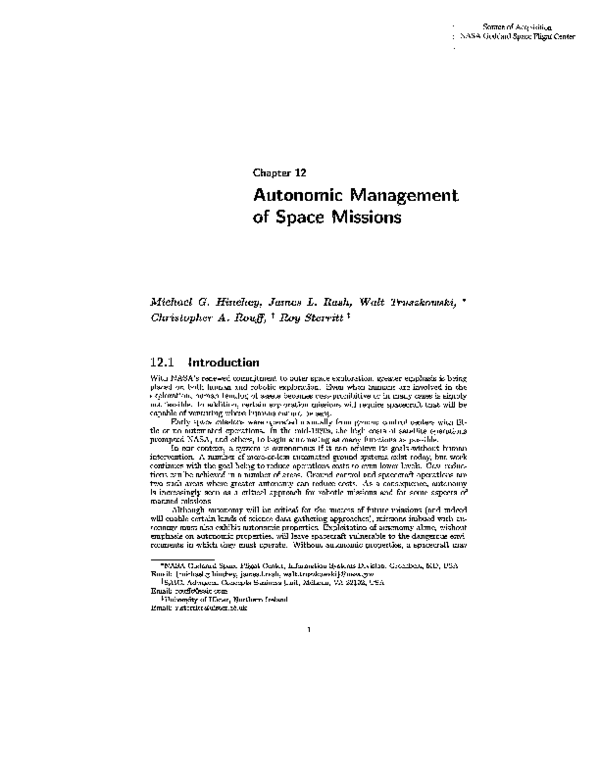 (PDF) Autonomic Management of Space Missions