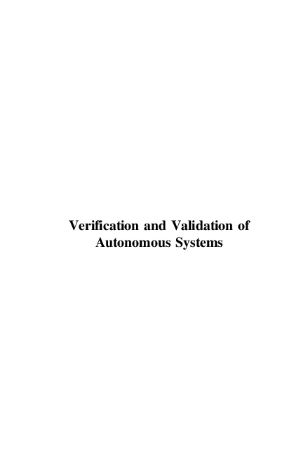 (PDF) Verification and validation of autonomous systems