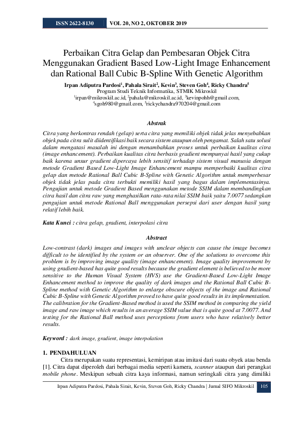 (PDF) Perbaikan Citra Gelap dan Pembesaran Objek Citra Menggunakan Gradient Based Low-Light ...