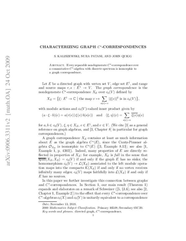 (PDF) Characterizing graph C*-correspondences | Nura Patani - Academia.edu