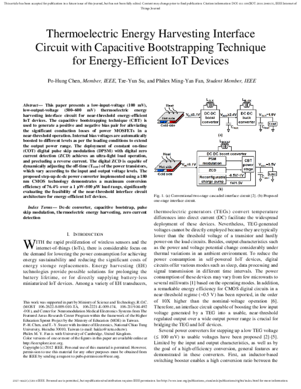 (PDF) Thermoelectric Energy Harvesting Interface Circuit With Capacitive Bootstrapping Technique ...