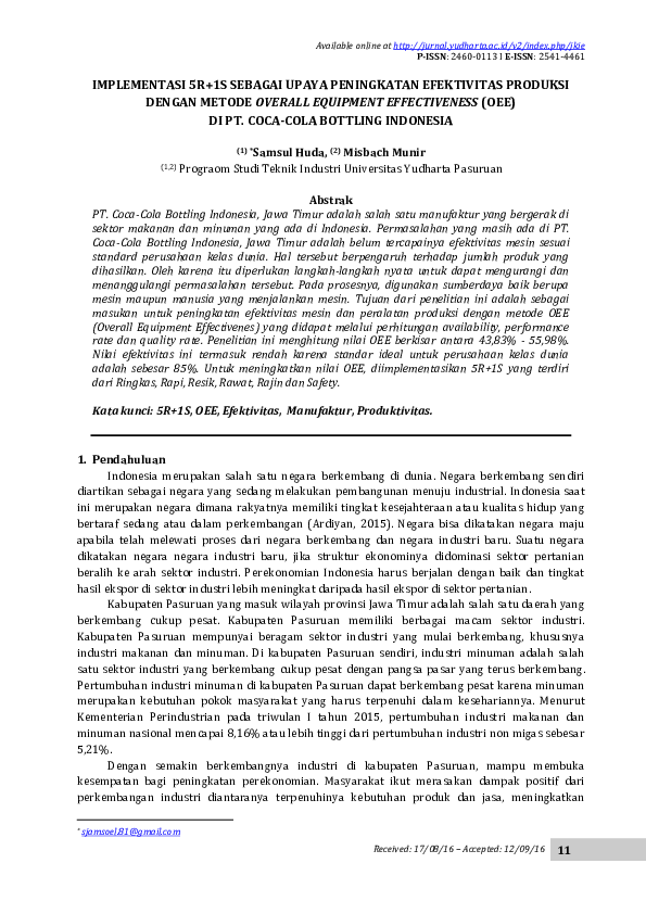 (PDF) Implementasi 5R+1S Sebagai Upaya Peningkatan Efektivitas Produksi Dengan Metode Overall ...