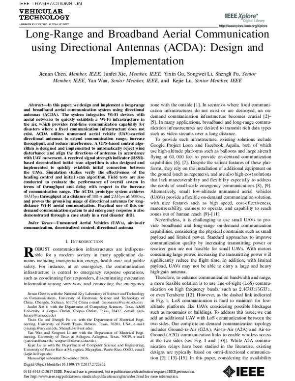 (PDF) Long-Range and Broadband Aerial Communication Using Directional Antennas (ACDA): Design ...