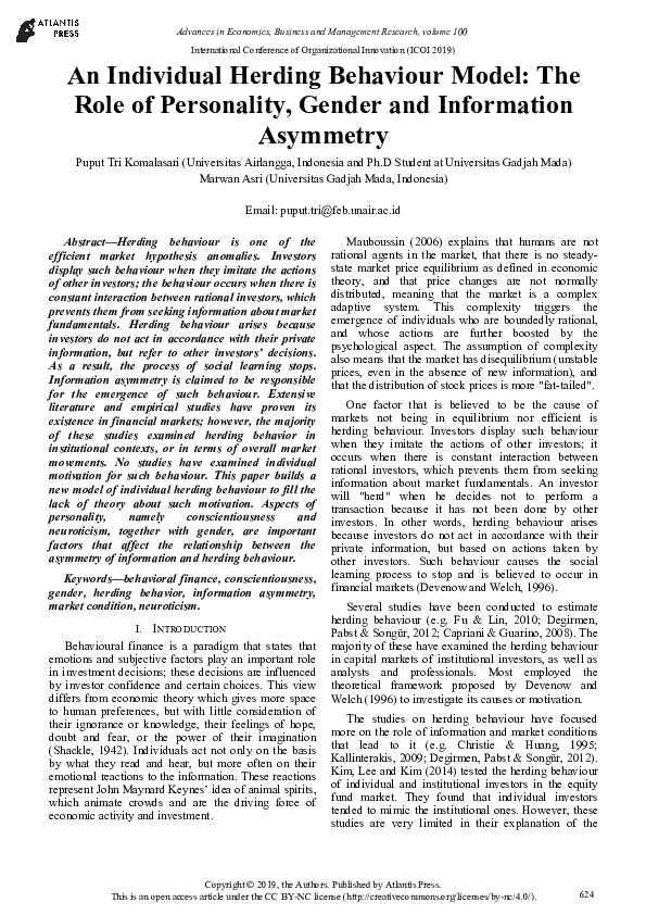 (PDF) An Individual Herding Behavior Model: The Role of Personality ...
