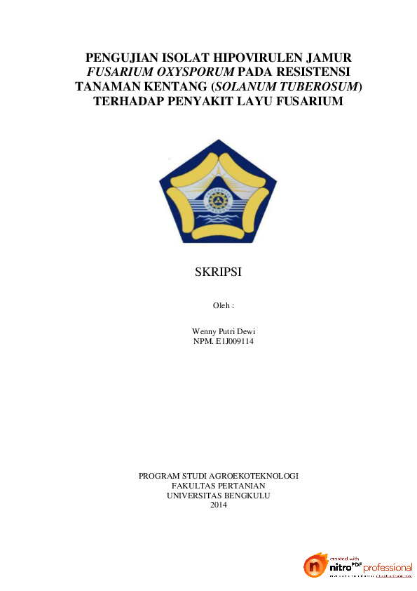 (PDF) Pengujian Isolat Hipovirulen Jamur Fusarium Oxysporum Pada ...