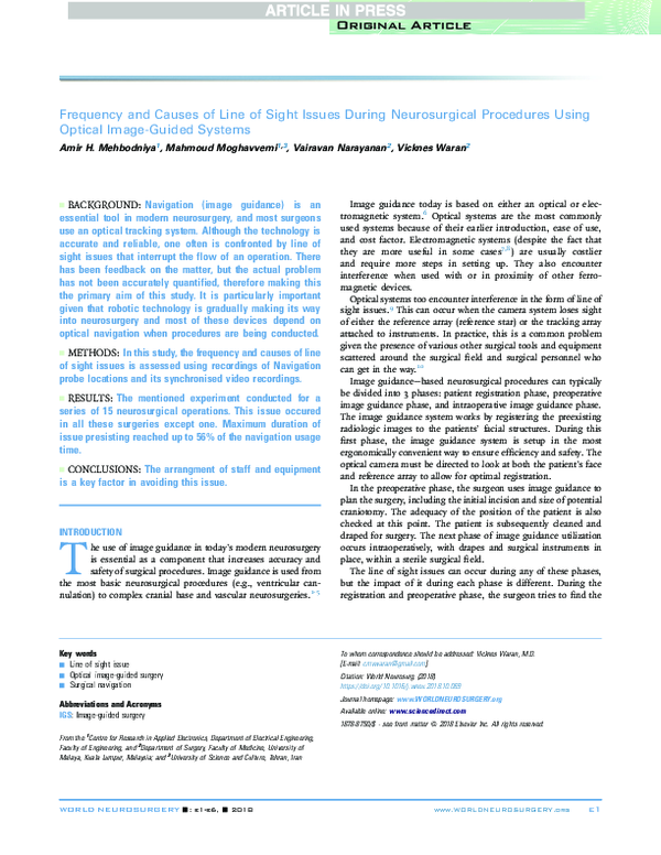 (PDF) Frequency and Causes of Line of Sight Issues During Neurosurgical ...