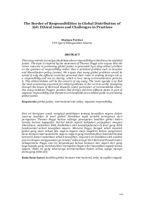 (PDF) The Border of Responsibilities in Global Distribution of Aid ...