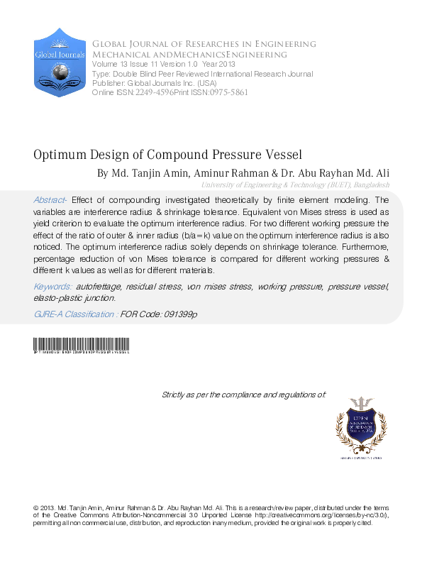 (PDF) Optimum Design of Compound Pressure Vessel