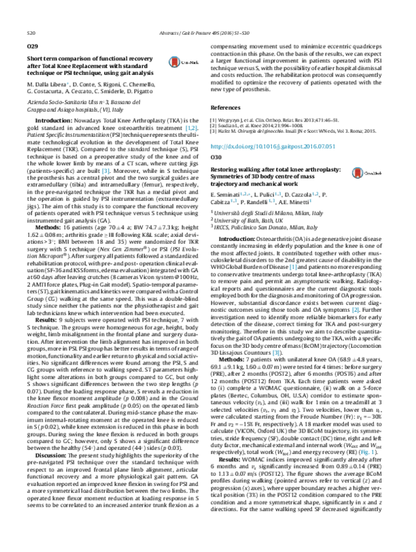 (PDF) Short term comparison of functional recovery after Total Knee Replacement with standard ...