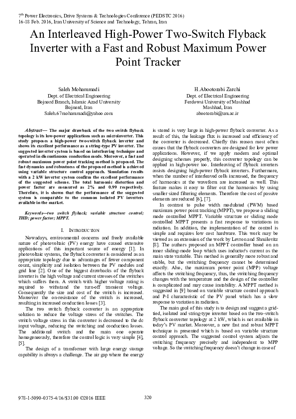 (PDF) An interleaved high-power two-switch flyback inverter with a fast and robust maximum power ...