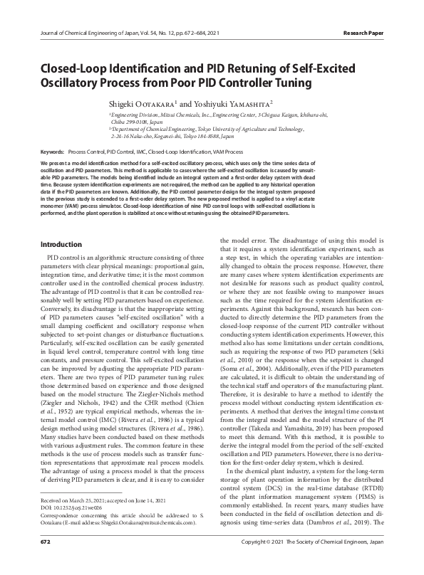 (PDF) Closed-Loop Identification and PID Retuning of Self-Excited Oscillatory Process from Poor ...