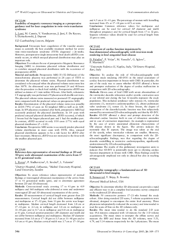(PDF) OC23.01: Reference data representative of normal findings at 2D and 3D gray scale ...