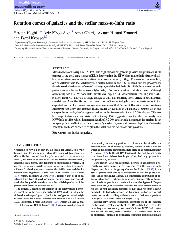 (PDF) Rotation curves of galaxies and the stellar mass-to-light ratio