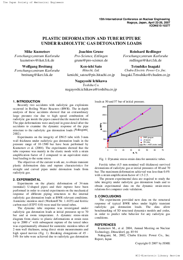 (PDF) ICONE15-10377 Plastic Deformation and Tube Rupture Under ...