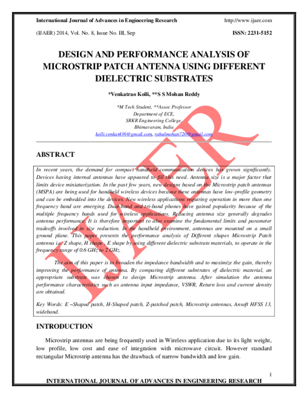 (PDF) International Journal of Advances in Engineering Research Design and Performance Analysis ...