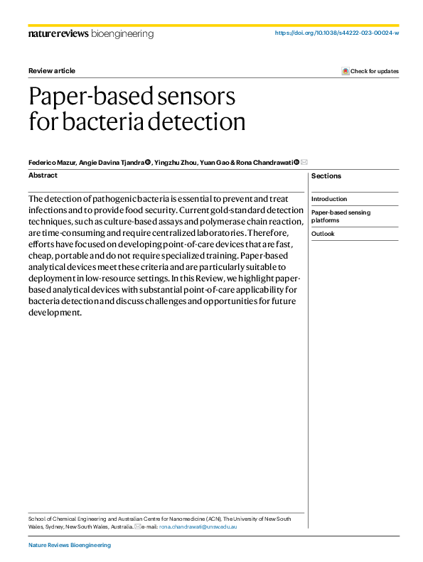 Pdf Paper Based Sensors For Bacteria Detection