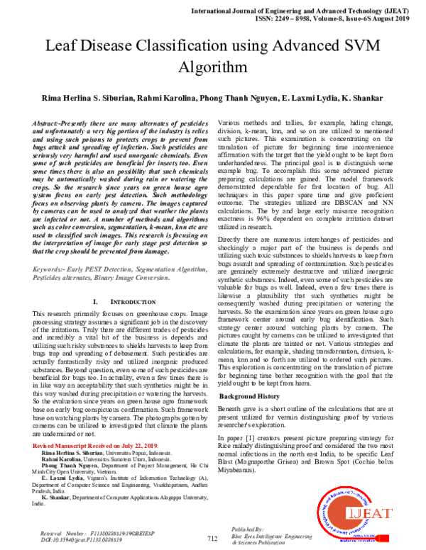 (PDF) Leaf Disease Classification using Advanced SVM Algorithm