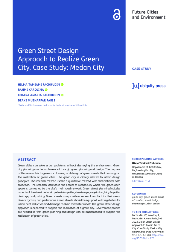 (PDF) Green Street Design Approach to Realize Green City. Case Study ...
