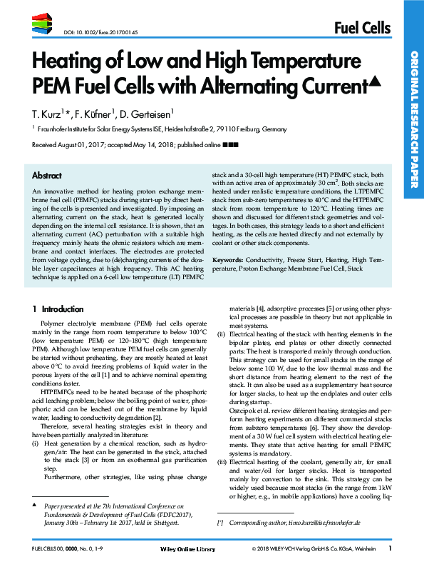 (PDF) Heating of Low and High Temperature PEM Fuel Cells with ...