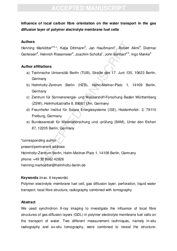 (PDF) Influence of local carbon fibre orientation on the water transport in the gas diffusion ...