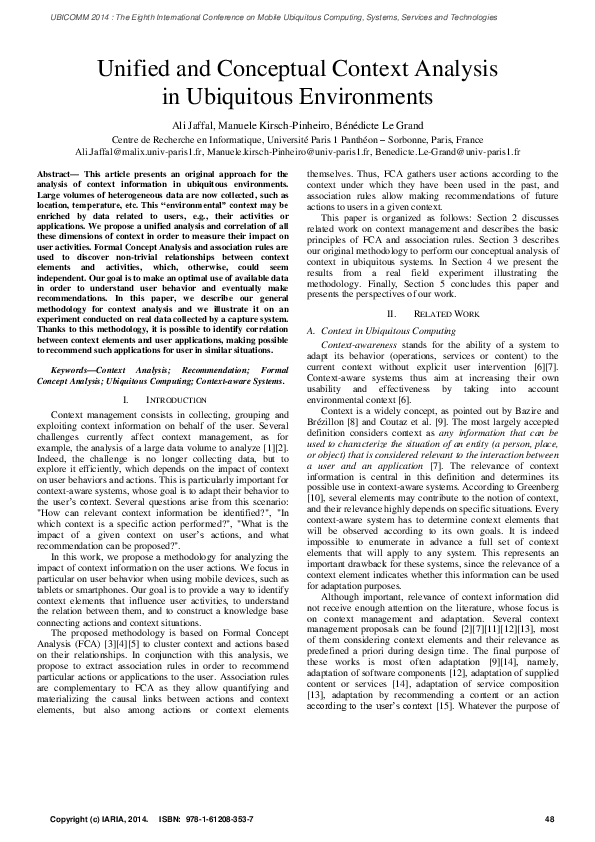 (PDF) Unified and Conceptual Context Analysis in Ubiquitous Environments