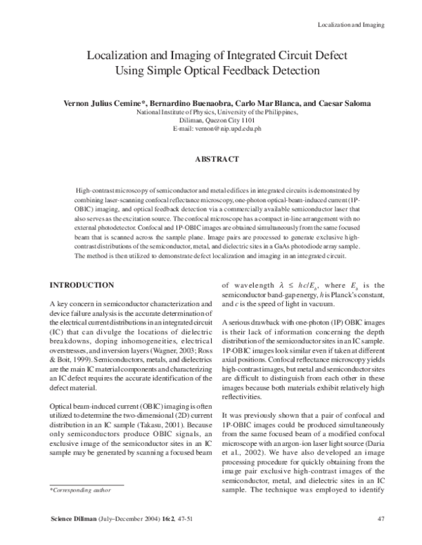 (PDF) Localization and Imaging of Integrated Circuit Defect Using ...