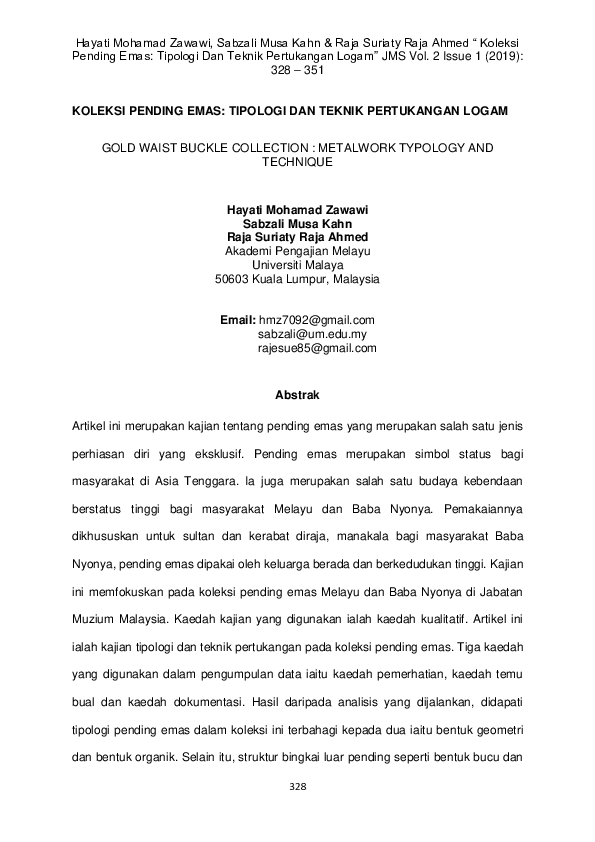 (PDF) KOLEKSI PENDING EMAS: TIPOLOGI DAN TEKNIK PERTUKANGAN LOGAM GOLD ...