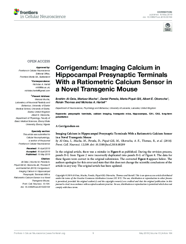 (PDF) Correction: Hippocampal Calcium Imaging Errors