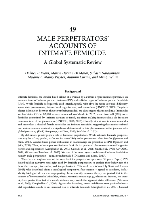 (PDF) Male Perpetrators' Accounts of Intimate Femicide: A Global Systematic Review