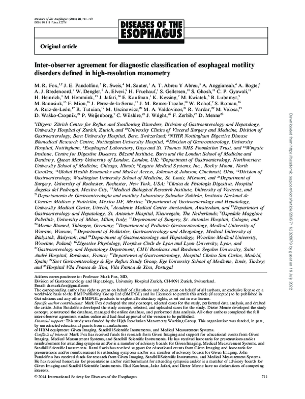 (PDF) Inter-observer agreement for diagnostic classification of ...
