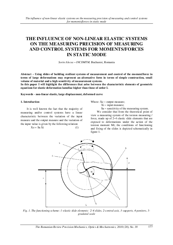 (PDF) The Influence Of Non-Linear Elastic Systems On The Measuring Precision Of Measuring And ...