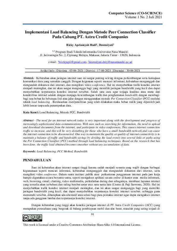 (PDF) Implementasi Load Balancing Dengan Metode Peer Connection ...