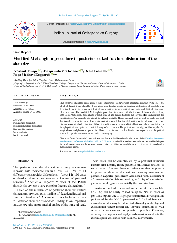 (PDF) Modified McLaughlin procedure in posterior locked fracture ...