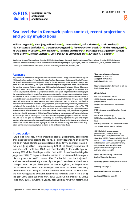 (PDF) Sea-level rise in Denmark: paleo context, recent projections and ... (PDF) Sea-level rise in Denmark: paleo context, recent projections and ...