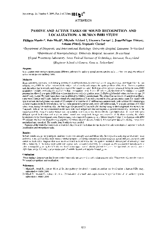 (PDF) Passive and active tasks of sound recognition and localization: A ...