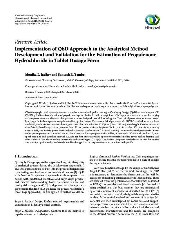 Pdf Implementation Of Qbd Approach To The Analytical Method Development And Validation For The