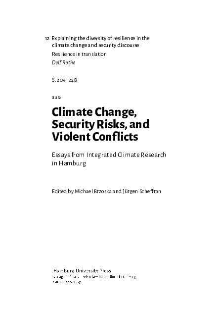 (PDF) Climate Change, Security Risks, and Violent Conflicts