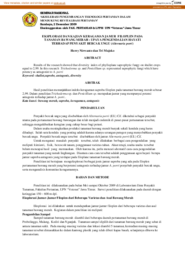(PDF) EKSPLORASI DAN KAJIAN KERAGAMAN JAMUR FILOPLEN PADA TANAMAN ...