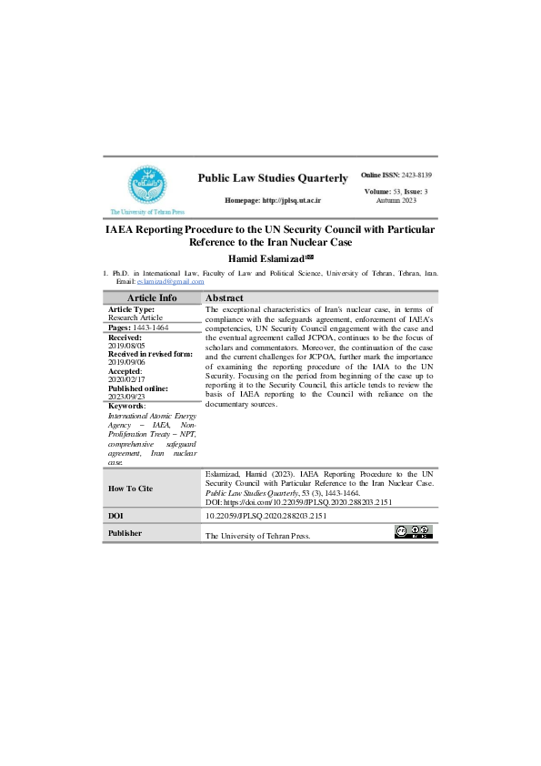 (PDF) IAEA Reporting Procedure to the UN Security Council with ...