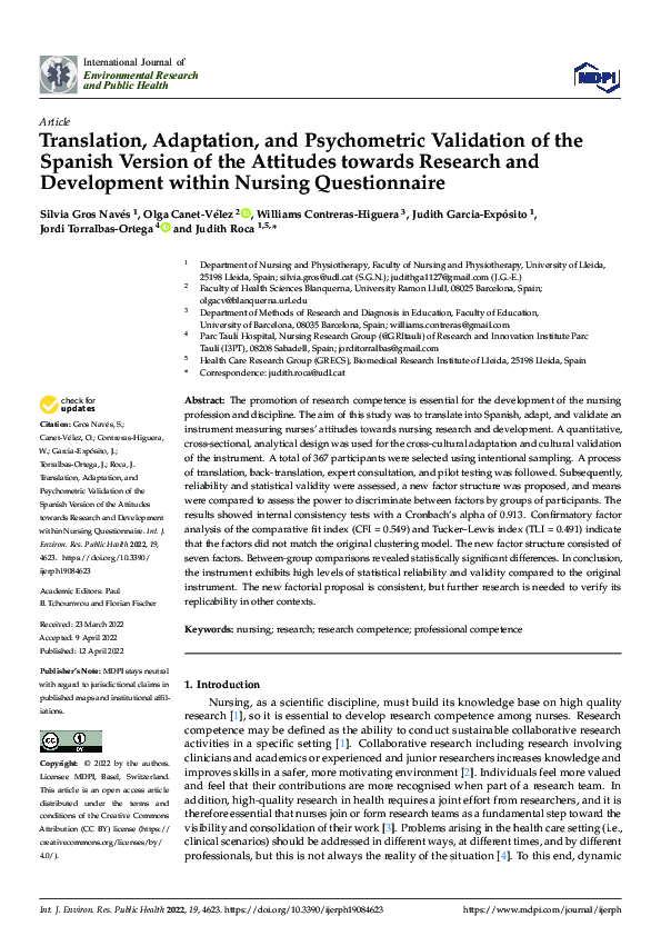 (PDF) Translation, Adaptation, and Psychometric Validation of the Spanish Version of the ...