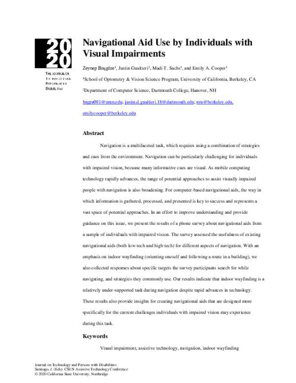 (PDF) Navigational aid use by individuals with visual impairments