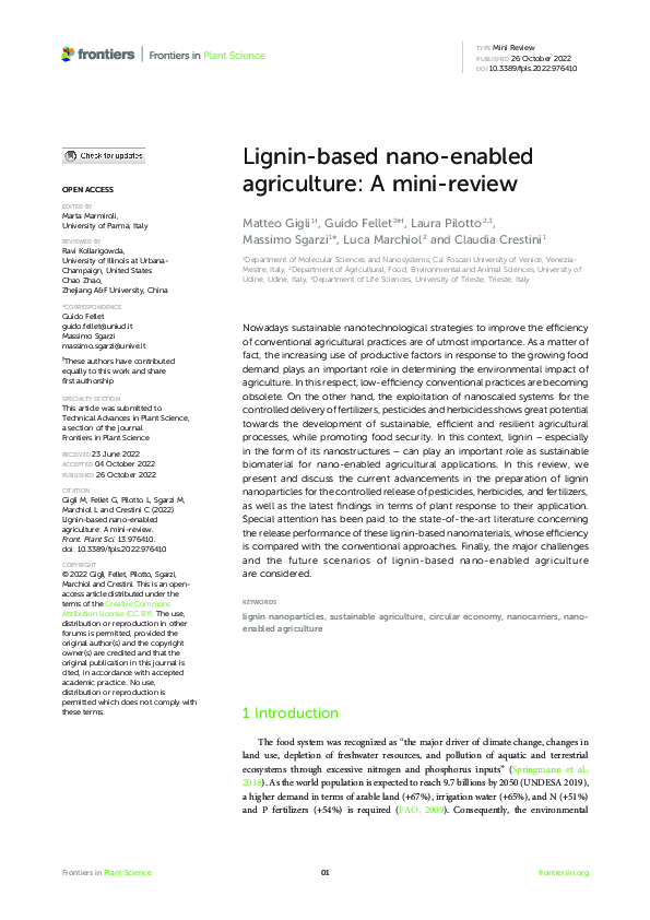 (PDF) Lignin-based nano-enabled agriculture: A mini-review
